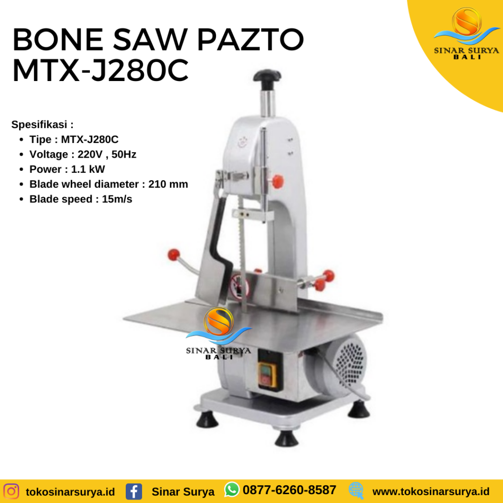 Pazto Mtx J280c Bone Saw Pemotong Tulang Dan Daging Beku Toko Toss