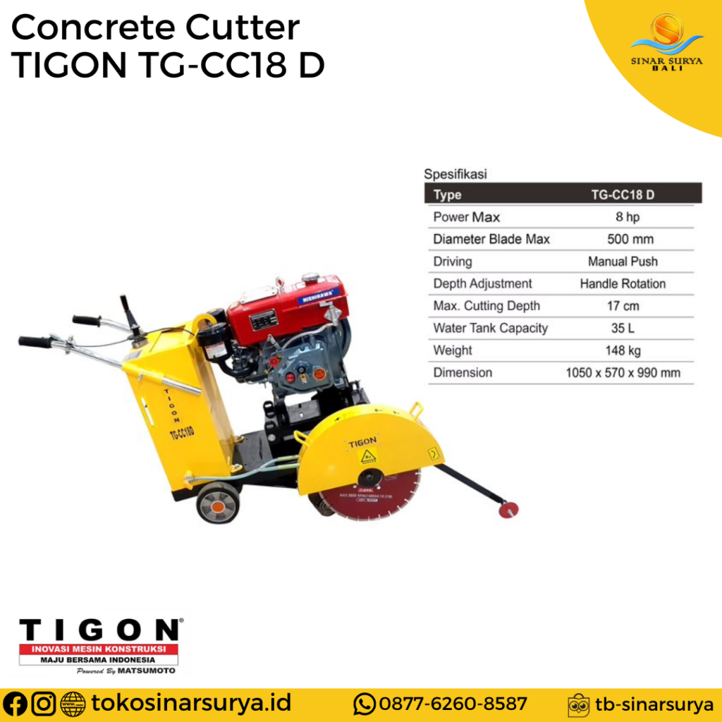 TIGON TG-CC18 D Concrete Cutter - Toko Toss
