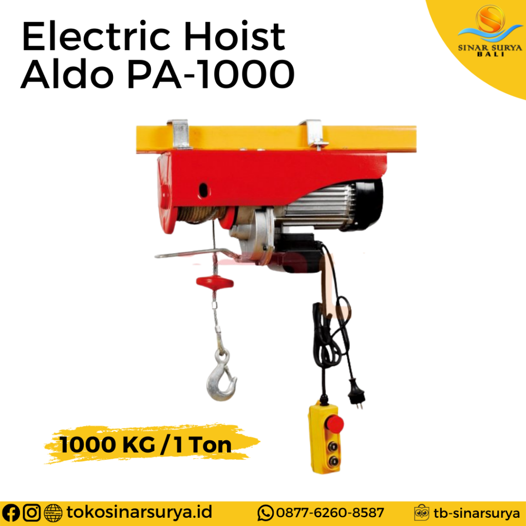 Aldo PA-1000 Electric Hoist 1 Ton / 1000 KG - Toko Toss