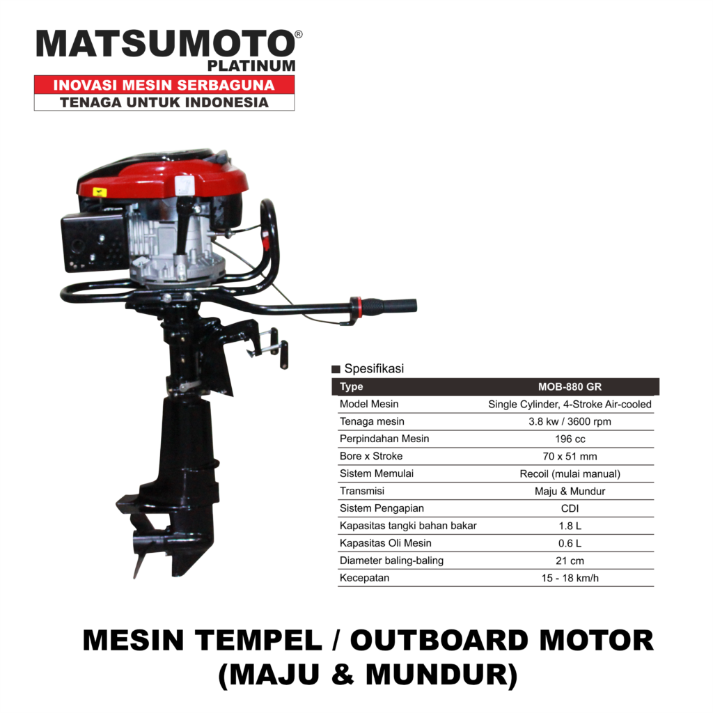 Matsumoto - MOB 880 GR - Mesin Tempel / Outboard Motor - Toko Toss