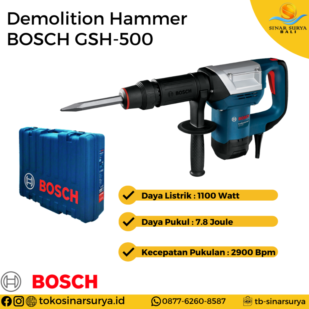 BOSCH - GSH-500 - Mesin Bobok Demolition Hammer - Toko Toss