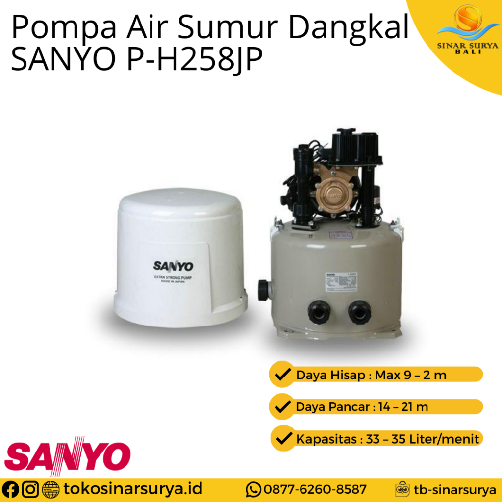 SANYO P-H258JP Pompa Air Sumur Dangkal - Toko Toss