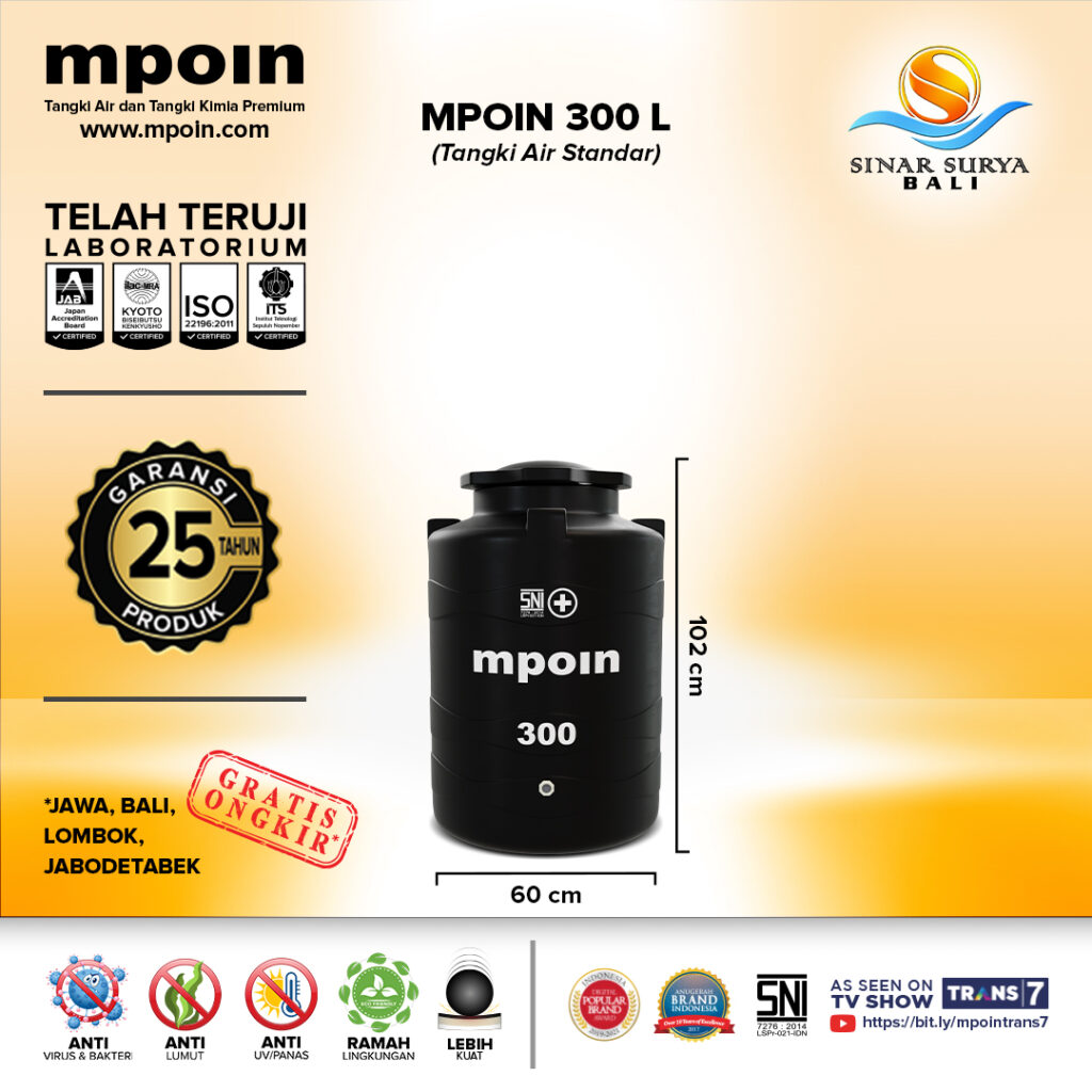 Mpoin 300 Liter - Tangki Air Standar - Toko Toss