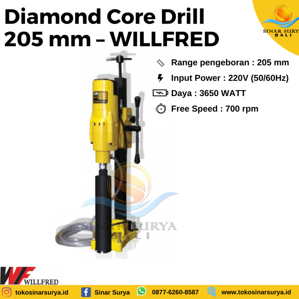 Willfred - WFDC 205 - Diamond Core Drill 205 mm - Toko Toss
