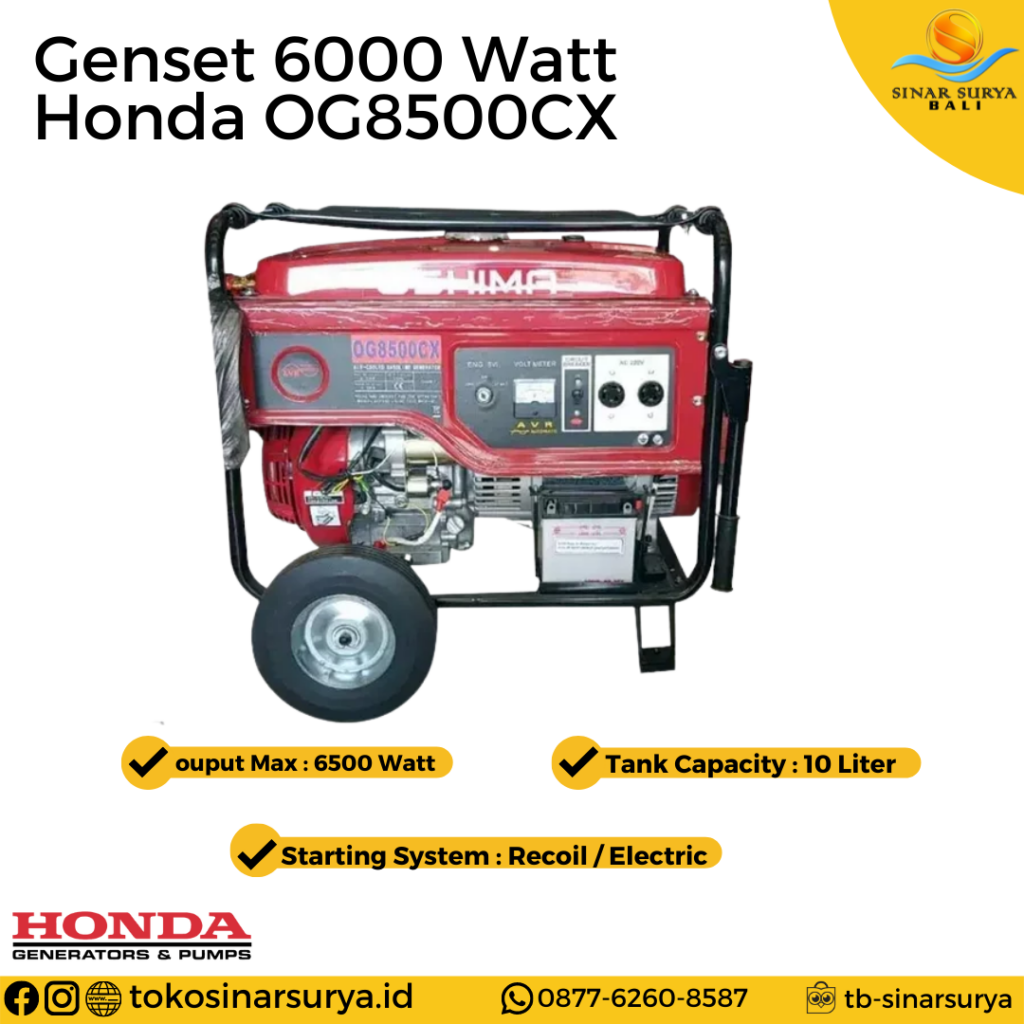 Genset 6000 Watt Honda OG8500CX - Toko Toss