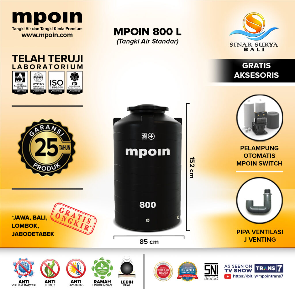 Mpoin Wave 800 Liter - Tangki Air Standar - Toko Toss